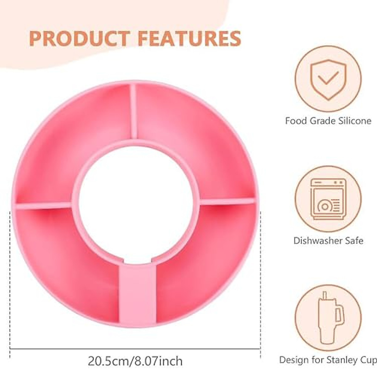 JIERUYI Snack Bowl for Stanley 40oz Tumbler with Handle Compatible with Stanley (Pink)