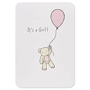 American Greetings New Baby Girl Card (Bear with Balloon)