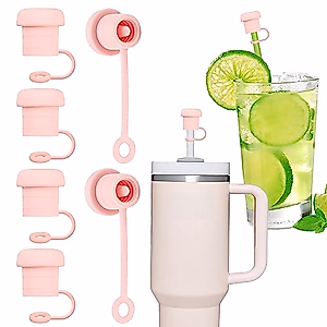 6 PCS Straw Covers Compatible with Stanley Tumbler Cups All OZ, Silicone Drinking Straw Cover Cap for Stanley Cup Accessories, Reusable Straw Protector for 6-10 mm Straw, Dust Proof Straw Topper