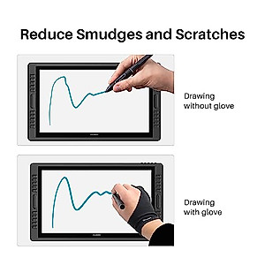 HUION Palm Rejection Artist Glove Two-Finger Glove for Graphic Drawing Tablet iPad Monitor Painting, Paper Sketching, Good for Left and Right Hand