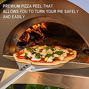 TC Logo 7” Pizza Turning Peel & Paddle, Oven Accessories with Aluminum Plate and Rubber Handle Tool use for Bread Peel, Pastry Dough Cake Spatula for Christmas, and New year Party