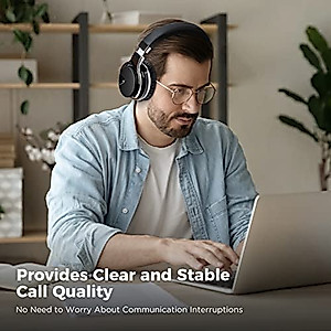 phonicgrid Active Noise Cancelling Headphones Over Ear Wireless Headphones Bluetooth Headphones with Microphone, Comfortable ANC Over Ear Headphones Wireless Bluetooth, Deep Bass, 30Hrs, Ink Black