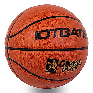 IOTBATE Cross Over Basketball Standard Size 7 Basketball High Density Pu Leather Game Basketball Indoor and Outdoor Basketball Without Air Pump (Deflated)