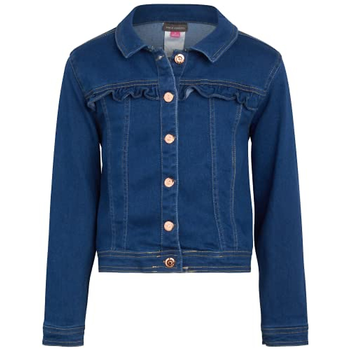 Vince Camuto Girls' Jean Jacket - Basic Casual Soft Stretch Denim Jacket (Size: 7-12), Size 8, Dark Wash Soild