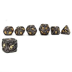 7-Piece Metal dice Set Skull Hollow Metal DND dice Set Suitable for Role Playing Dungeons and Dragons D&D dice