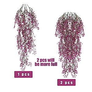 RECUTMS Artificial Hanging Plants Fake Hanging Vines Boston Fern Greenery Hanging Wall Plants for Home Room Garden Wedding Outside Decoration (Fuchsia 4P)