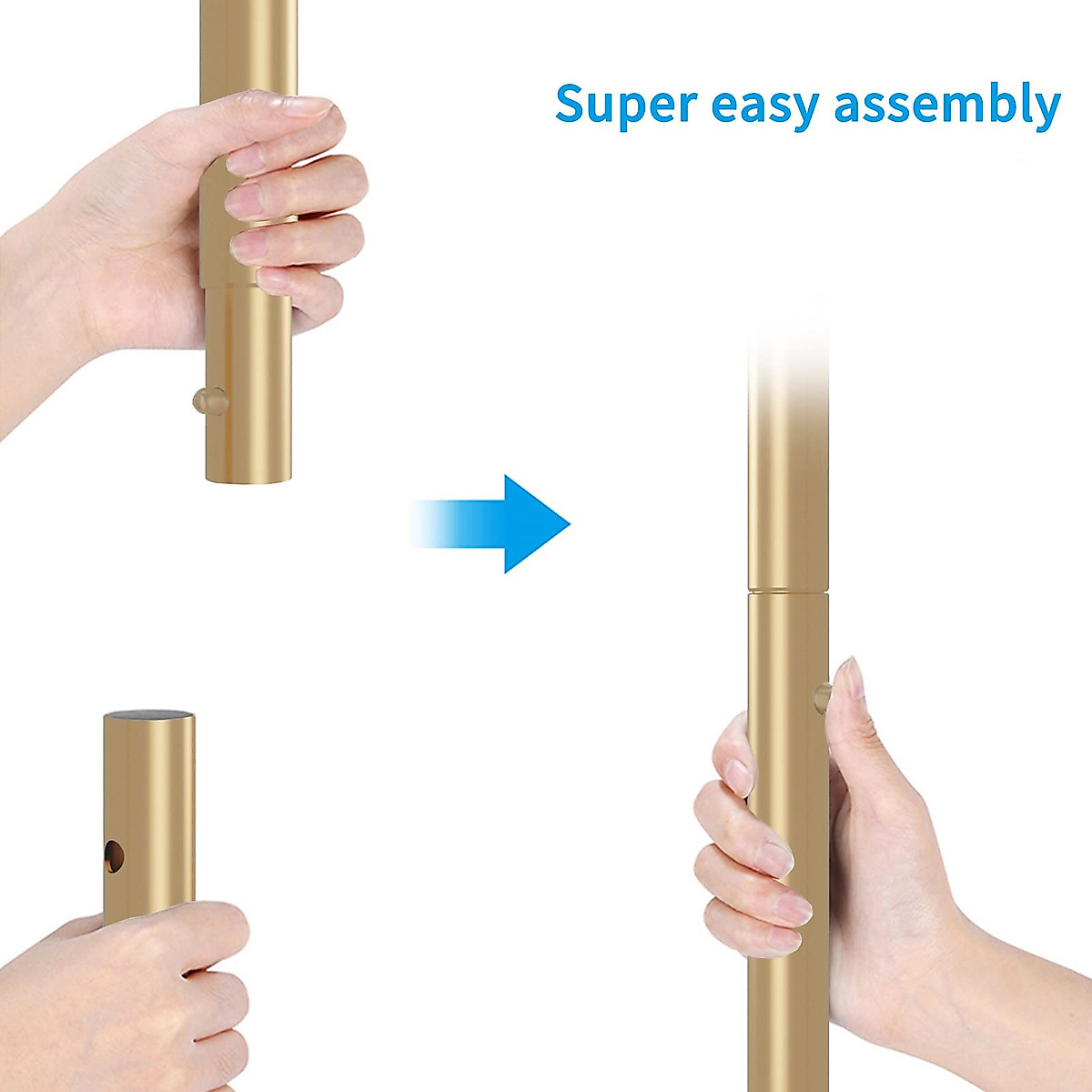 Simple Trending Standard Clothing Garment Rack, Rolling Clothes Organizer with Wheels and Bottom Shelves, Extendable, Golden Yellow