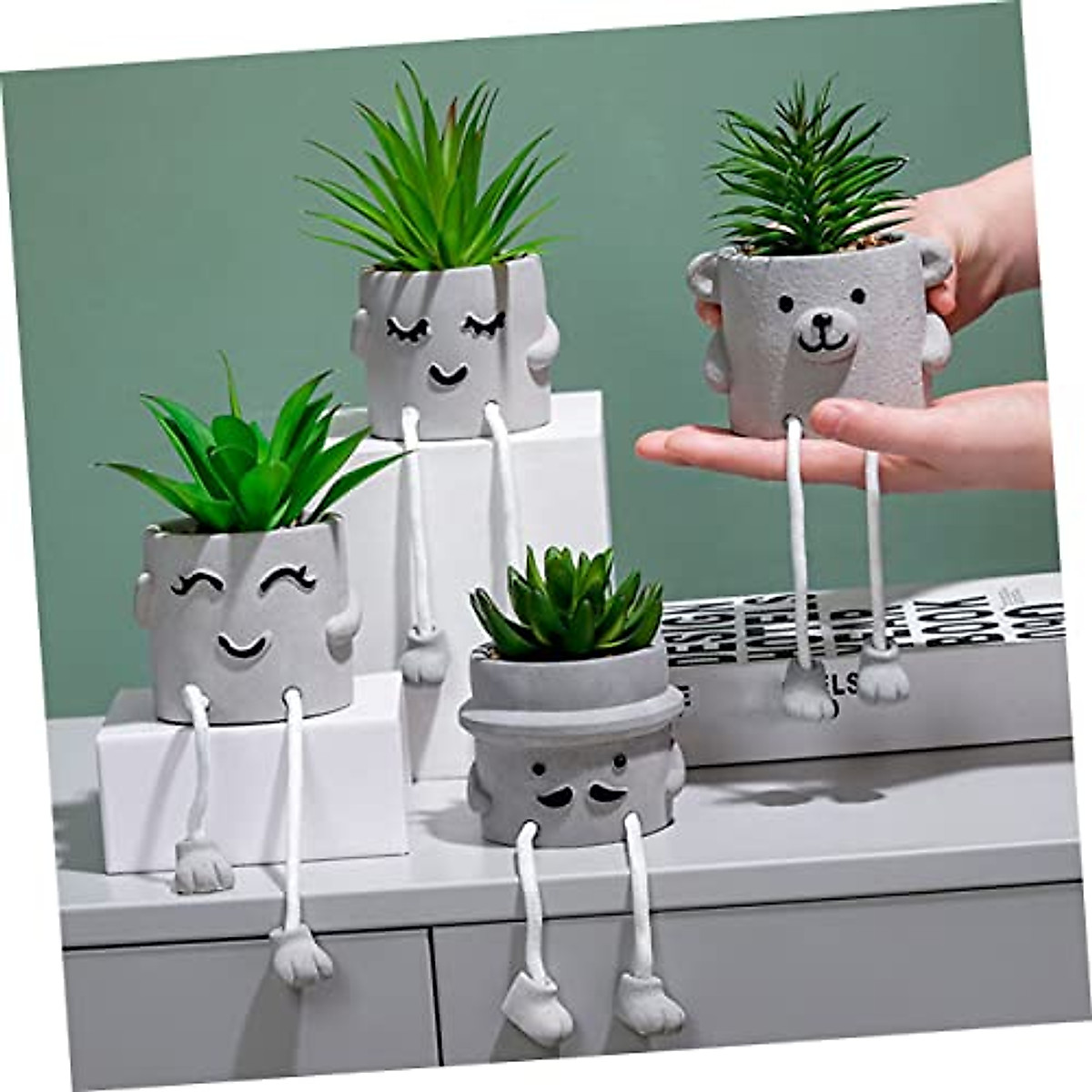 IMIKEYA Succulent Potted Plant Artificial Succulents Succulent Plants Artificial Office Plants Faux Succulents Faux Aloe Plant Fake Succulents Decor Small Decor Items for Shelf Desk Plants