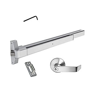 Dynasty Hardware Push Bar Panic Exit Device Aluminum, with Exterior Lever