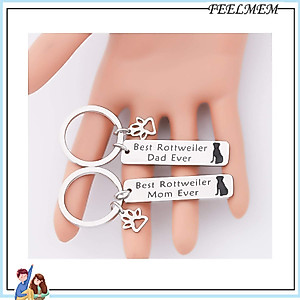 FEELMEM Dog Lover Gift Rottweiler Lover Gift Best Rottweiler Mom/Dad Ever Keychain Set Fur Mama Mom of Dogs Jewelry Dog Father Dad Owner Pet Doggo Keyring Gift (Best Rottweiler mom/DAD)