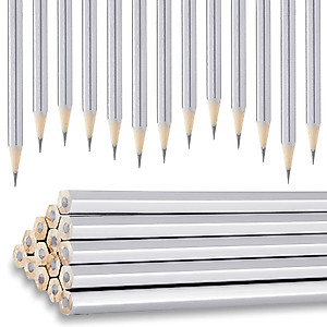 Gersoniel 48 Pack Metallic Marking Pencil Water Soluble Colored Pencils for Construction Workers Metal Work Plumbers Framers Carpenters Teacher Marking Tools, 6.9 Inches in Length (Silver)