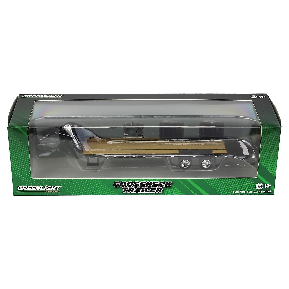 Greenlight 30390 Gooseneck Trailer - Black with Red and White Conspicuity Stripes (Hobby Exclusive) 1:64 Scale Diecast