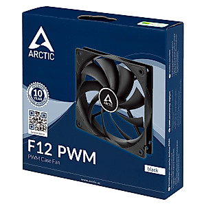ARCTIC F12 PWM - 120 mm PWM Case Fan, PWM-Signal regulates Fan Speed, Very Quiet Motor, Computer, Fan Speed: 230-1350 RPM - Black