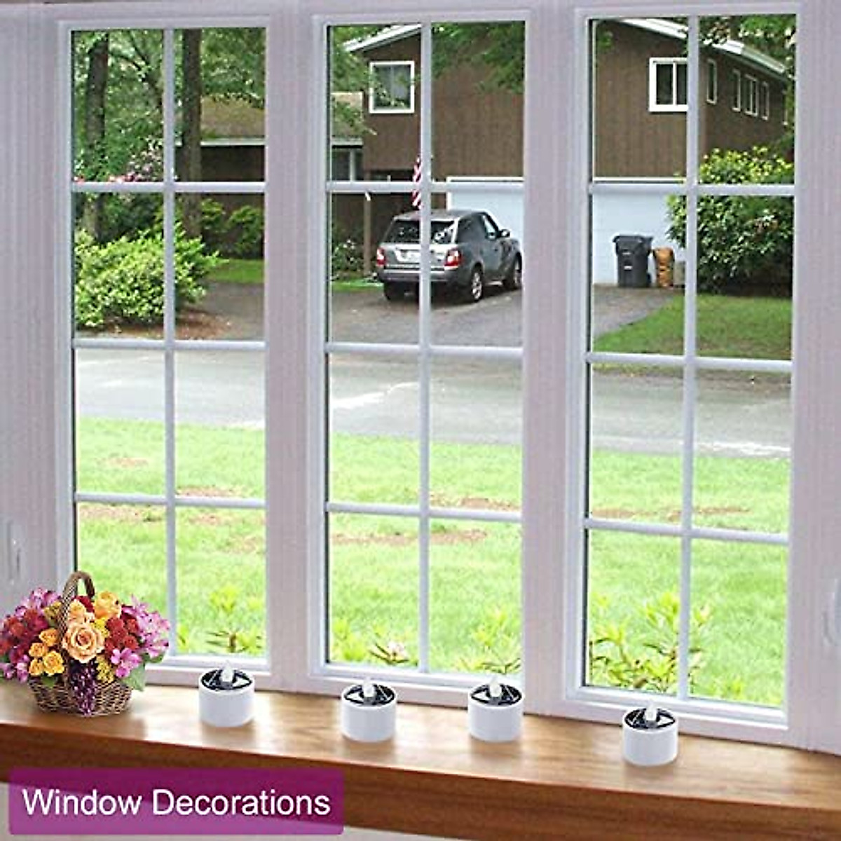 SingTok 6 PCS Solar Powered Outdoor LED Tea Lights Waterproof Rechargeable Flameless Flickering Candles Battery Operated Solar LED Votive Flicker Tealight Candle for Garden Lantern Decor (Warm White)