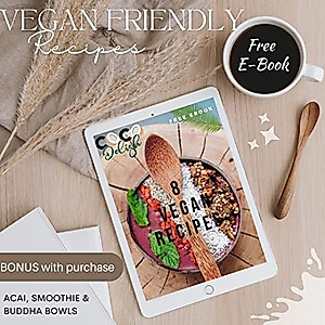 Coconut Bowl with Natural Wooden Spoons (Set of 4), Includes Disposable Drinking Straws - Vegan Organic. Plus BONUS Recipe