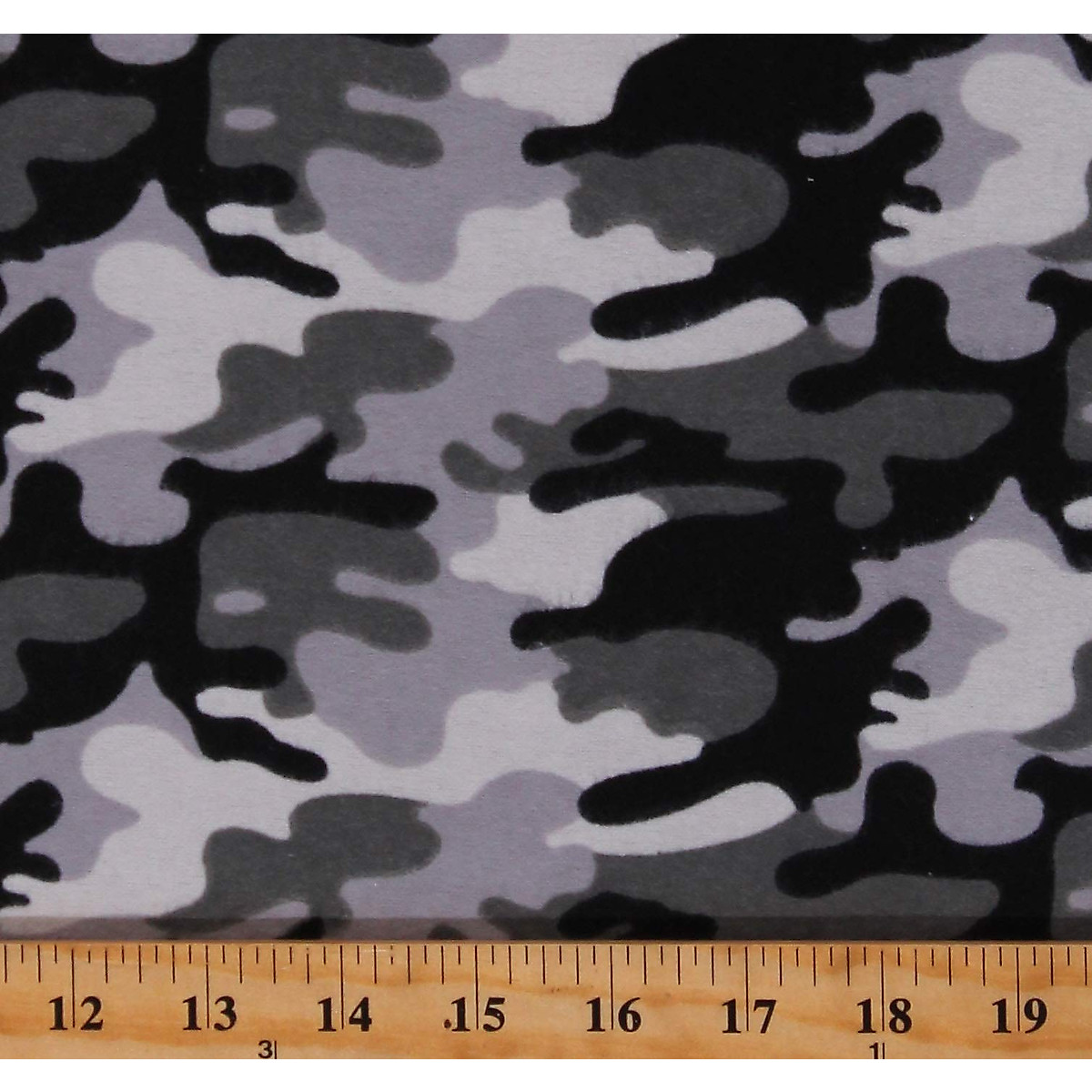 Fields FABRICS Flannel Camouflage Snow Camo Black White Gray Cotton Flannel Fabric Print by The Yard (D280.46), 44 Inches