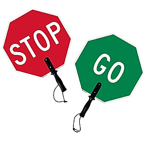 SmartSign - K-2197H-EG-PDH18 "Stop - Go" Double Sided Paddle | 18" 3M Engineer Grade Reflective Aluminum Green/Red on White