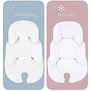 Pushchair Car Mat Soft Washable Trolley Mattress Kids Baby Neck Support Pillow Car Seat Baby Seat Cushion Seat Liner Pad Stroller Accessories(Grey)