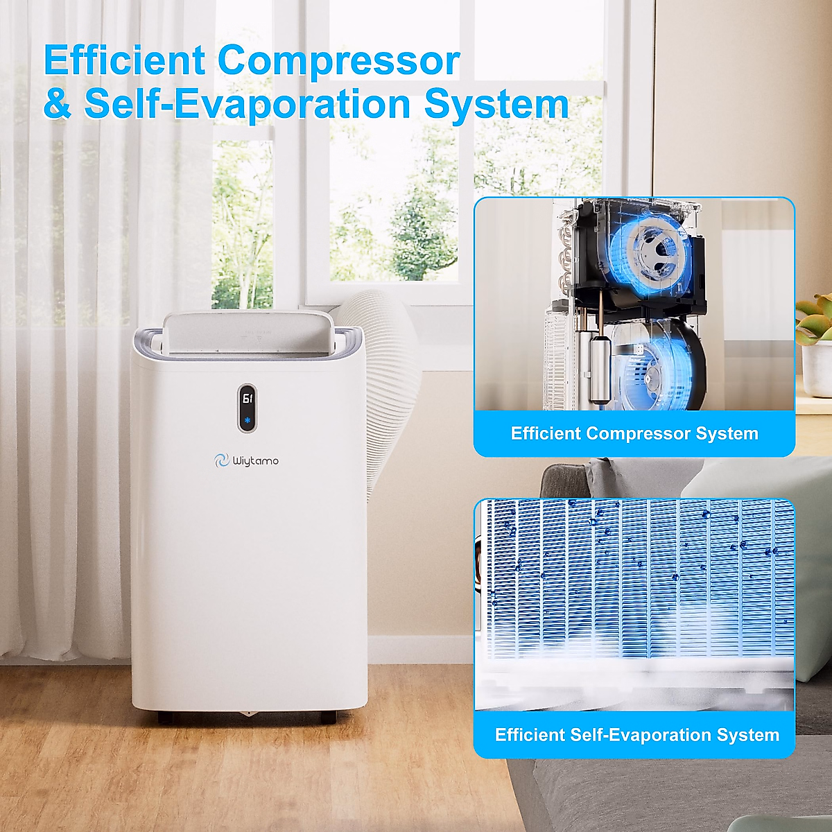 Wiytamo 14,000 BTU Portable Air Conditioners for Room Up to 700 Sq.Ft, Cool, Heat, Dehumidifier & Fan 4 in 1 Portable AC Unit, Room Air Conditioner with LED Display & Remote/24 Hrs Timer/Auto Swing