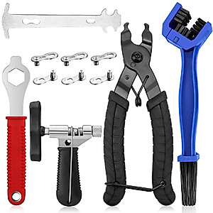 Bike Chain Tool Kit, 11PCS Bicycle Chain Tool with Bike Link Plier, Bicycle Chain Breaker Splitter, Chain Wear Indicator and Chain Checker, Road Mountain Bike Chain Repair Tools for All Bike Chains