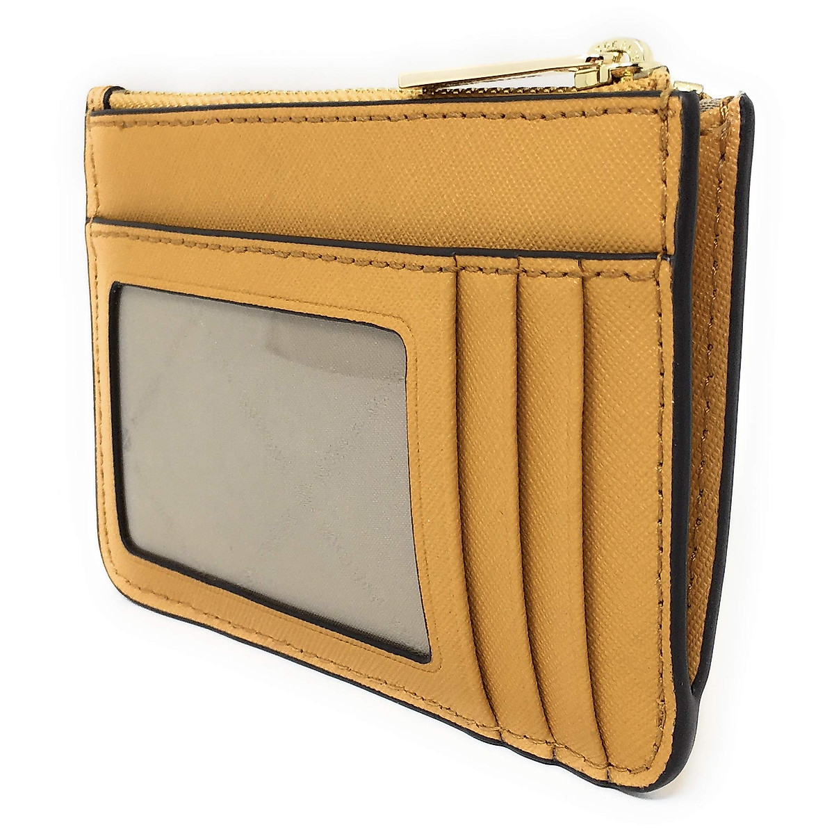 Michael Kors Jet Set Travel Small Top Zip Coin Pouch with ID Holder in Saffiano Leather (Marigold)
