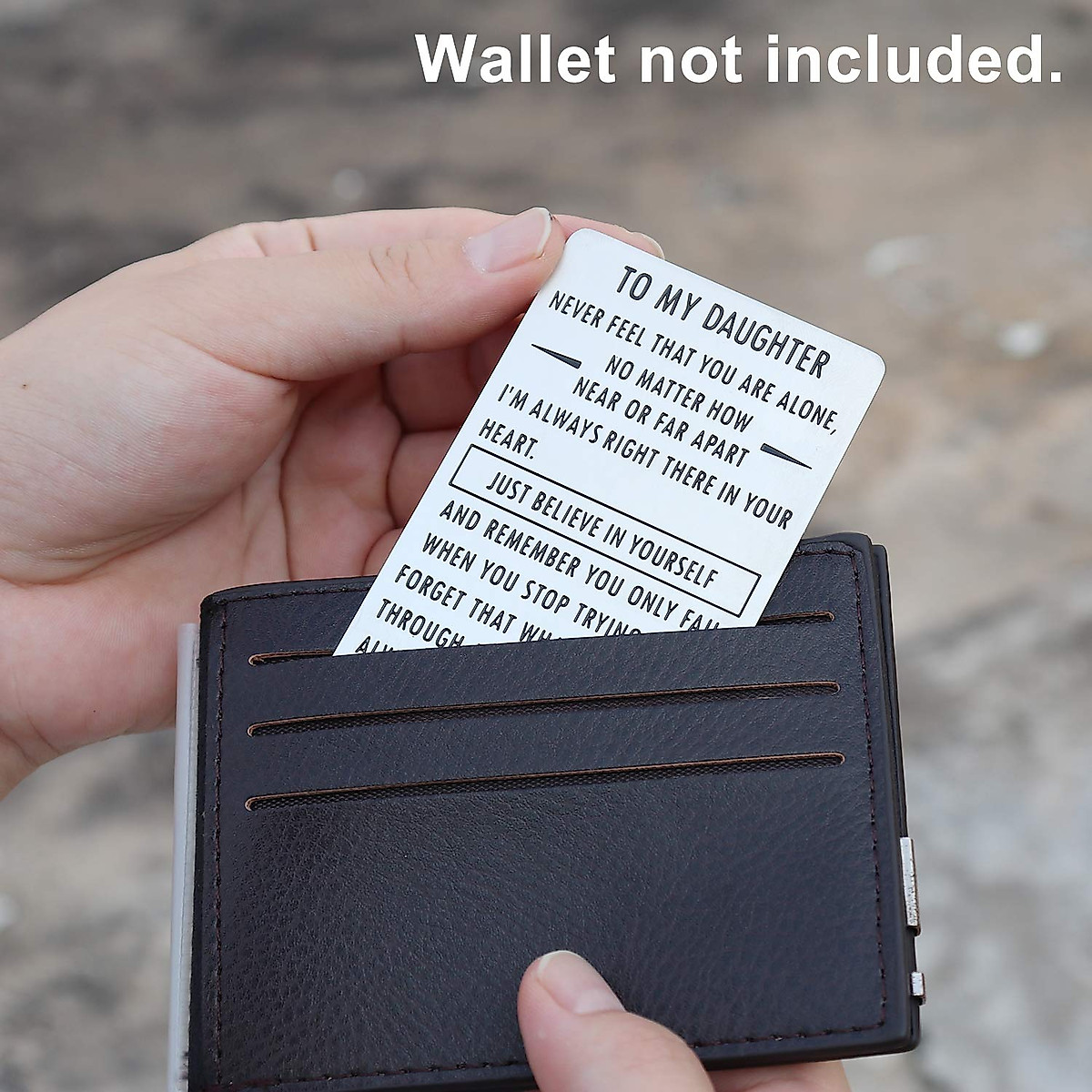 XYBAGS Gifts for Daughter from Mom, To My Daughter Engraved Wallet Card Inserts with Inspirational Quotes, Christmas, Birthday, Graduation, Gift Ideas