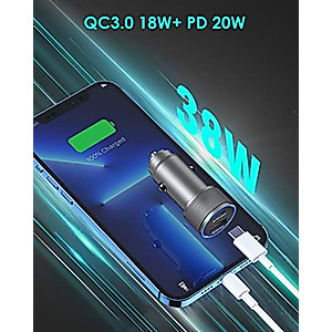iPhone 13 Fast Car Charger Kit,Dual 38W【Apple MFi Certified】 USB C Fast Charging Car iPhone Wall Charger Adapter Block with 2Pack QC&PD3.0 Lightning Cable for iPhone 14 Pro Max/13/12/11/Xs/XR/8/iPad