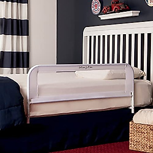 Dream On Me Adjustable Mesh Bed Rail in White, Two Height Levels, Breathable & Durable Fabric, Lightweight and Portable Bed Rail for Toddlers