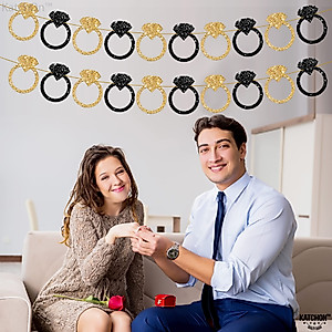 KatchOn, Black and Gold Engagement Ring Banner - 10 Feet, Pre-Strung, No DIY | Bachelorette Party Decorations | Engagement Banner | Black and Gold Bridal Shower Decorations | Engagement Party Decor