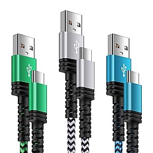 [3Pack,6FT] Android Charger Cable Type C Fast Charging Cord for Google Pixel 8a/8Pro/8/7a/7Pro/7/6a/6/5/4/3,USB C to Type A C Port Car Cable for Samsung Galaxy S24/S24 Ultra/S23/S22/A54/A14,iPhone 15
