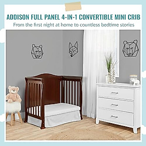 Dream On Me Addison Full Panel 4-in-1 Convertible Mini Crib in Espresso, JPMA Certified Baby Crib, Non-Toxic Finish, New Zealand Pinewood, Low to Floor Design