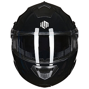 ILM Motorcycle Helmets for Adults Dual Visor Enlarged Air Vents Modular Full Face Cascos para Motos Men Women DOT Model DP998(Gloss Black, Medium)