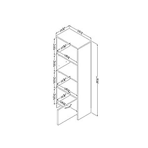 South Shore Narrow 3-Shelf Storage Bookcase with Door, Black, Pure