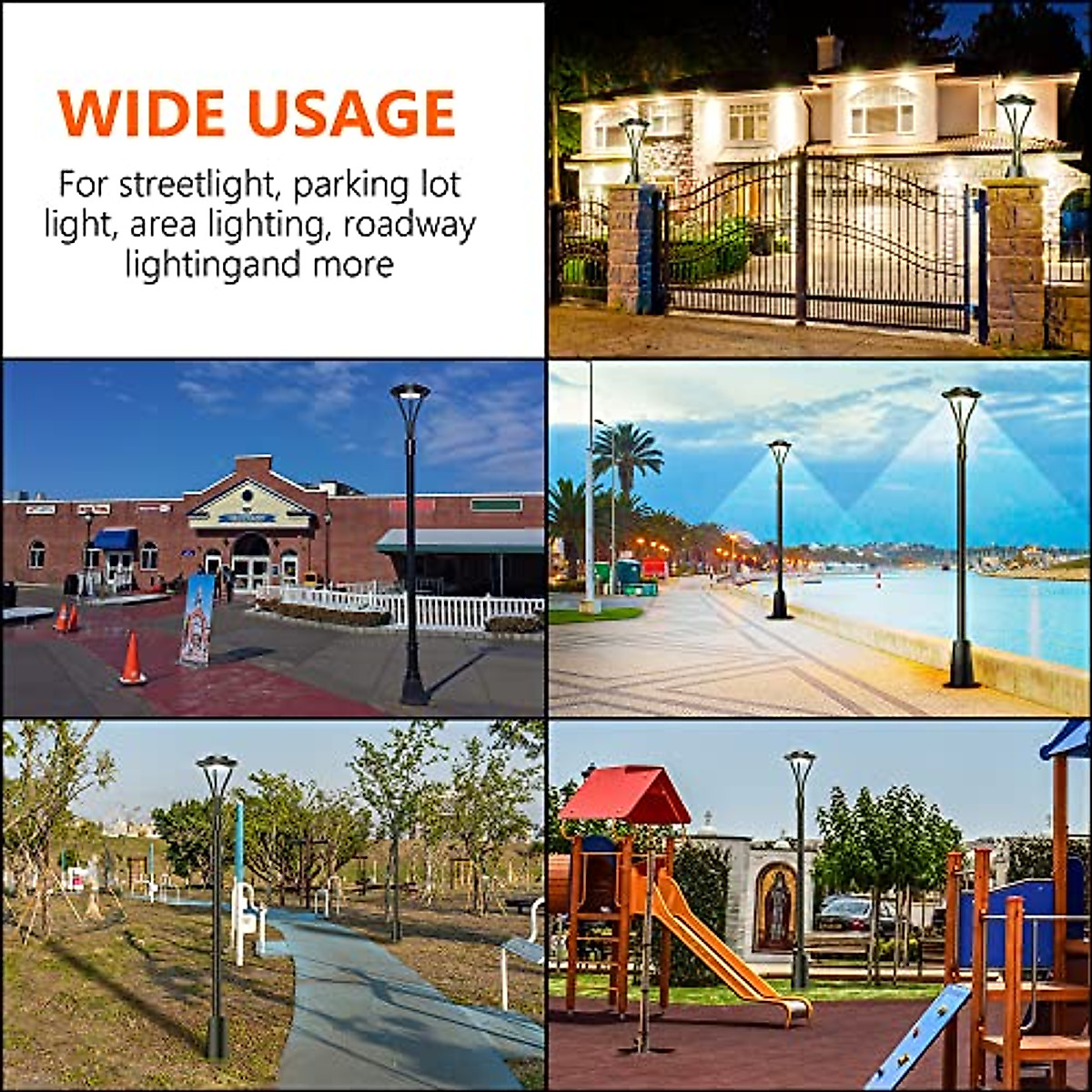 Yihuven 150W Led Post Top Light, 21000Lm(950W Equi), 5000K Daylight, IP67 Waterproof Outdoor LED Circular Area Pole Lighting Fixture for Street Garden Yard Pathway Driveway Front/Back Door