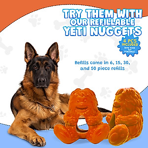 Yeti Puff and Play Dog Toy - Dog Chew Holder - Fun Stimulating Chew Toy for Teething, Behavior Training for Light to Moderate Chewers - Interactive Nuggets Treats Dispenser Puzzle - Yeti Orange