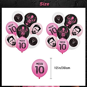 Kozrlib Soccer Star Theme Birthday Party Decorations 31Pcs Pink Miaami Football Party Supplies Including Banner Cake Topper Cupcake Toppers Balloons Background