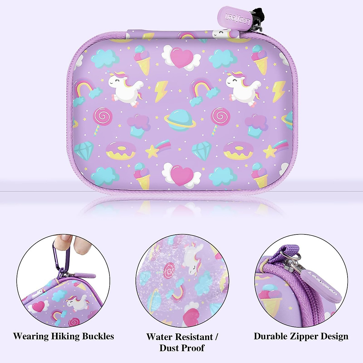 Leayjeen Kids Camera Case Compatible with Goopow/Dwfit/Slothcloud/Colofree/KIZJORYA Kids Camera Toys and Children Digital Video Camera,Best Easter Birthday Festival Gift-Purple Unicorn(Case Only)