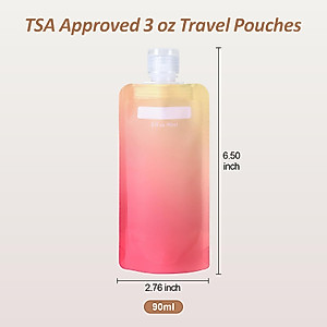 PACKISM Travel Pouches for Toiletries - 12 Pack Leak Proof 3oz TSA Approved Travel Size Containers, Stand Up, Slim & Lightweight Design, Take up Less Space, Pack More Liquids