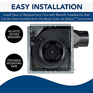 Broan-NuTone AE80SL Invent ENERGY STAR Certified Humidity Sensing Fan with LED Light, 80 CFM 0.8 Sones, White, 75 Sq Ft Rooms