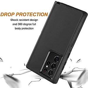Case for Samsung Galaxy S23 Ultra (2023),3 Layer Heavy Duty Shockproof Anti-Fall Drop Protection Anti-Scratched Rugged Phone Cover for Galaxy S23 Ultra 5G 6.8'' (Black)