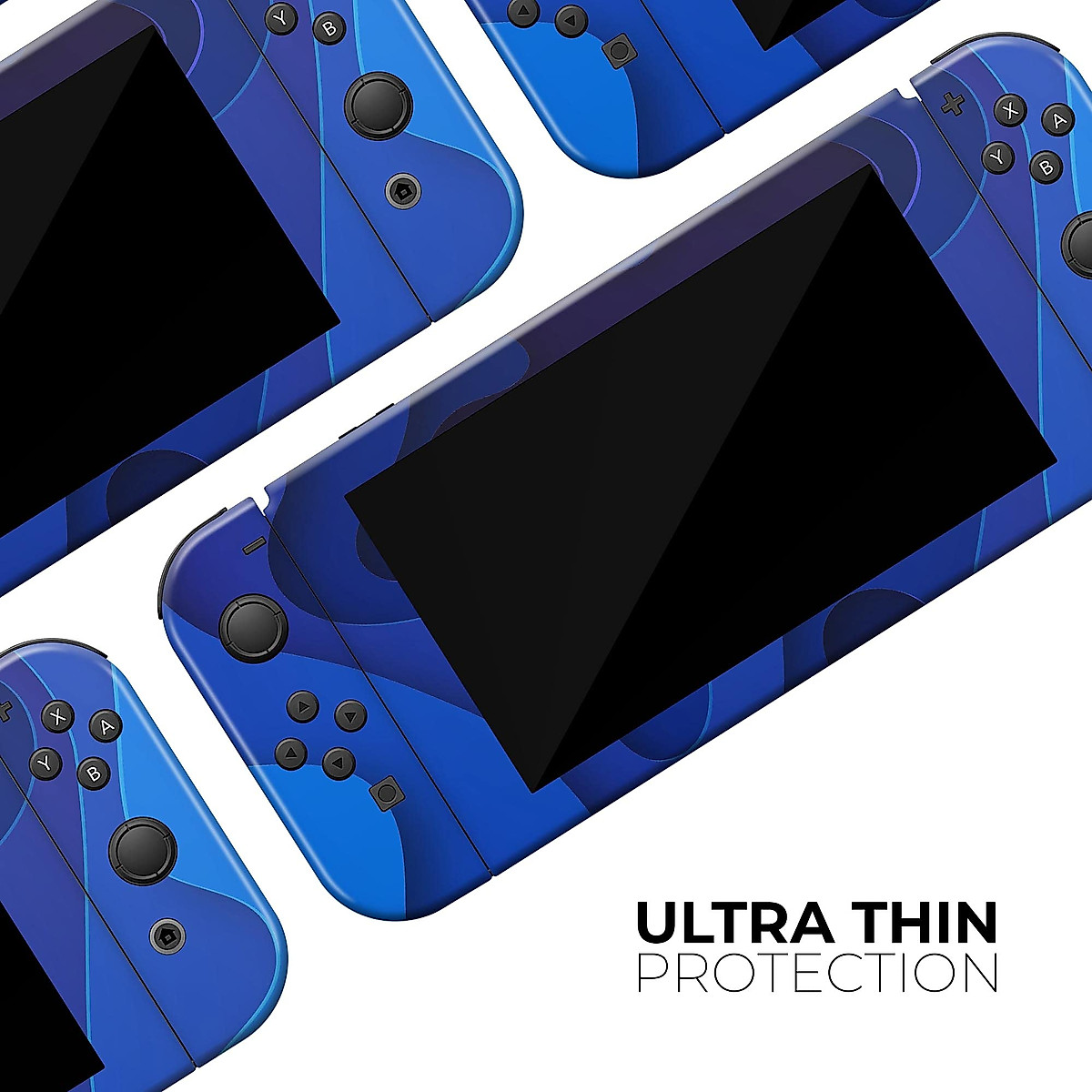 Design Skinz - Compatible with Nintendo Switch OLED Console Bundle - Skin Decal Protective Scratch-Resistant Removable Vinyl Wrap Cover - 3D Blue Abstract Paper Cuts V1