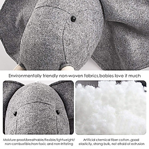 Pipuxi CYOIDAI Window-Pick Elephant Stuffed Animal Head Wallmounted Plush Toy Elephant Plush Head Hanging Wall Decor Safe Soft for Children Nursery Or Bedroom Decoration Outgoing