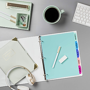 Avery Durable Plastic 5-Tab Write & Erase Big Tab Dividers for 3 Ring Binders, Pastel Brights (16270)