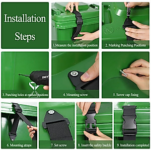 TEASIK 2pcs Trash Can Lid Lock,Trash Can Locks for Animals, Adjustable Garbage Can Lid Locks Security Strap for Outside Squirrel, Bear Proof,Raccoon(Black)