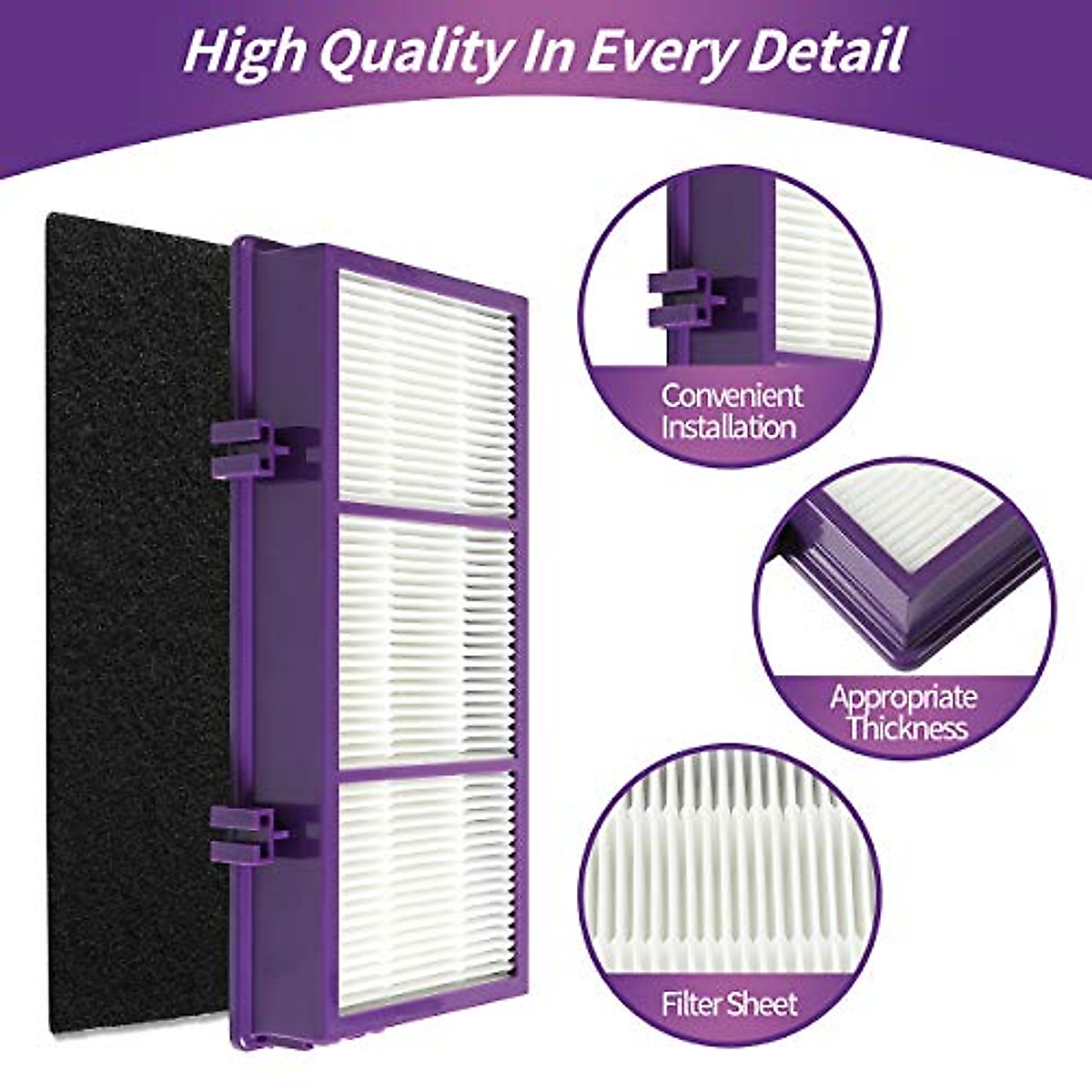 Gazeer True HEPA Filter Replacement for Holmes Aer1 Series Total Air Cleaner, Replacement Parts # HAPF300AP-U4 (6 Pcs HEPA Filters + 8 Pcs Pre Filter)