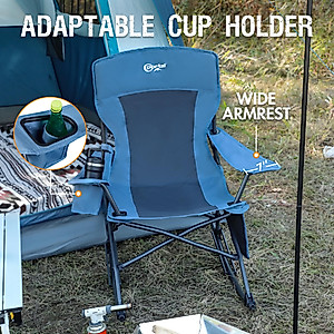 PORTAL Outdoor Rocking Chair Camping Folding Portable Rocker with Cup Holder Side Pocket Carry Bag, Support 300LBS (Midnight Blue)