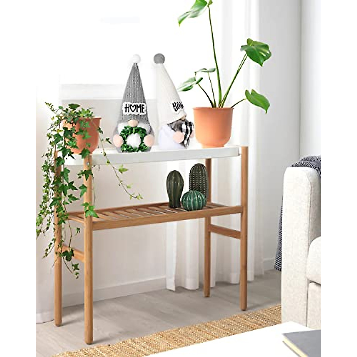 Upltowtme Farmhouse Crochet Gnomes Summer Blessed Home Swedish Tomte Gnomes with Greenery Stuffed Heart for Kitchen Room Tiered Tray Shelf Decorations Rustic Housewarming Birthday Idea 2PC