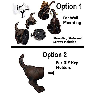 Lulu Decor, Cast Iron Dog Heavy Duty Key Loose Hook (4 Dog Tail Hooks)