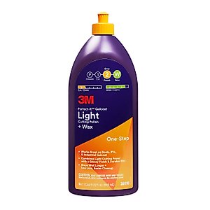 3M Perfect-It Gelcoat Light Cutting Polish + Wax, 36110, 1 Quart, One-Step Process, Removes Scratches and Swirls, Light Oxidation Remover for Boats and RVs