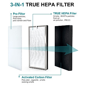 Vegebe Replacement Air Filter, Compatible with MA40 Air Purifier; Vegebe 3-in-1 H13 True HEPA Air Filter, Compatible with Medify Air Air Purifier. 2 Pack